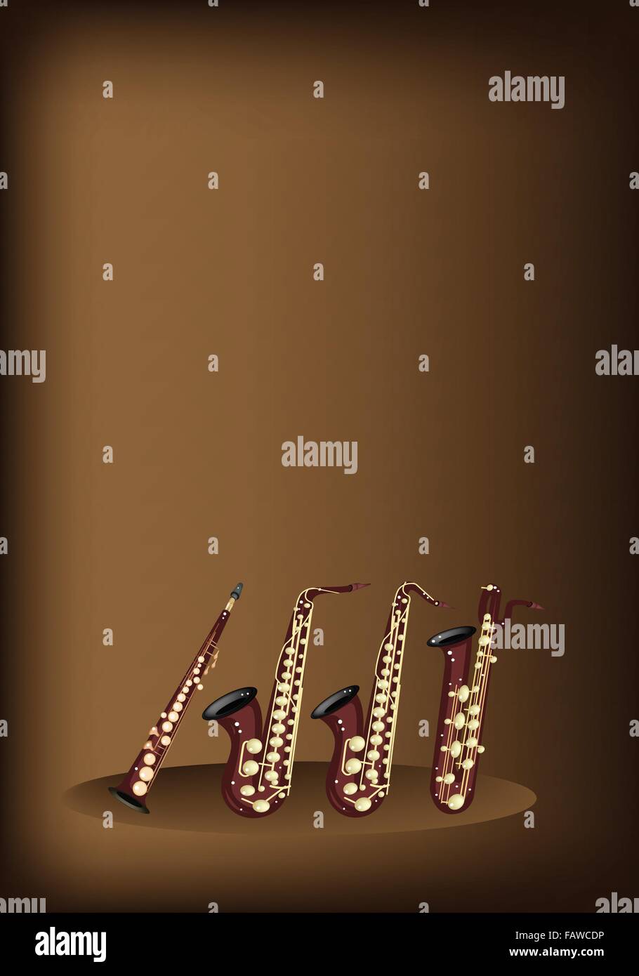 Music Instrument, An Illustration Four Kind of Saxophone, Soprano ...