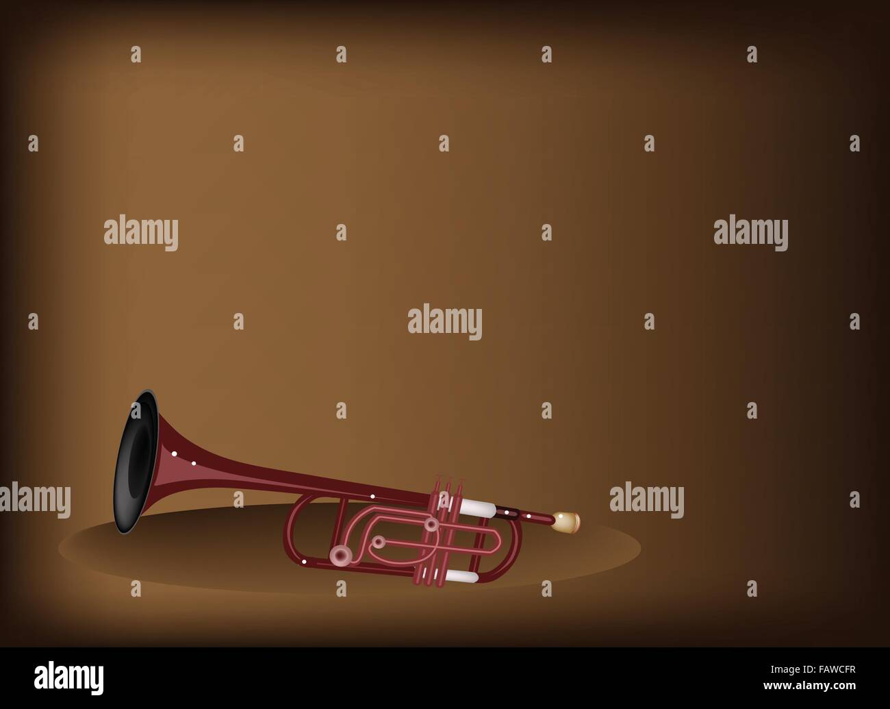 Music Instrument, An Illustration Brown Color of Vintage Trumpet on ...