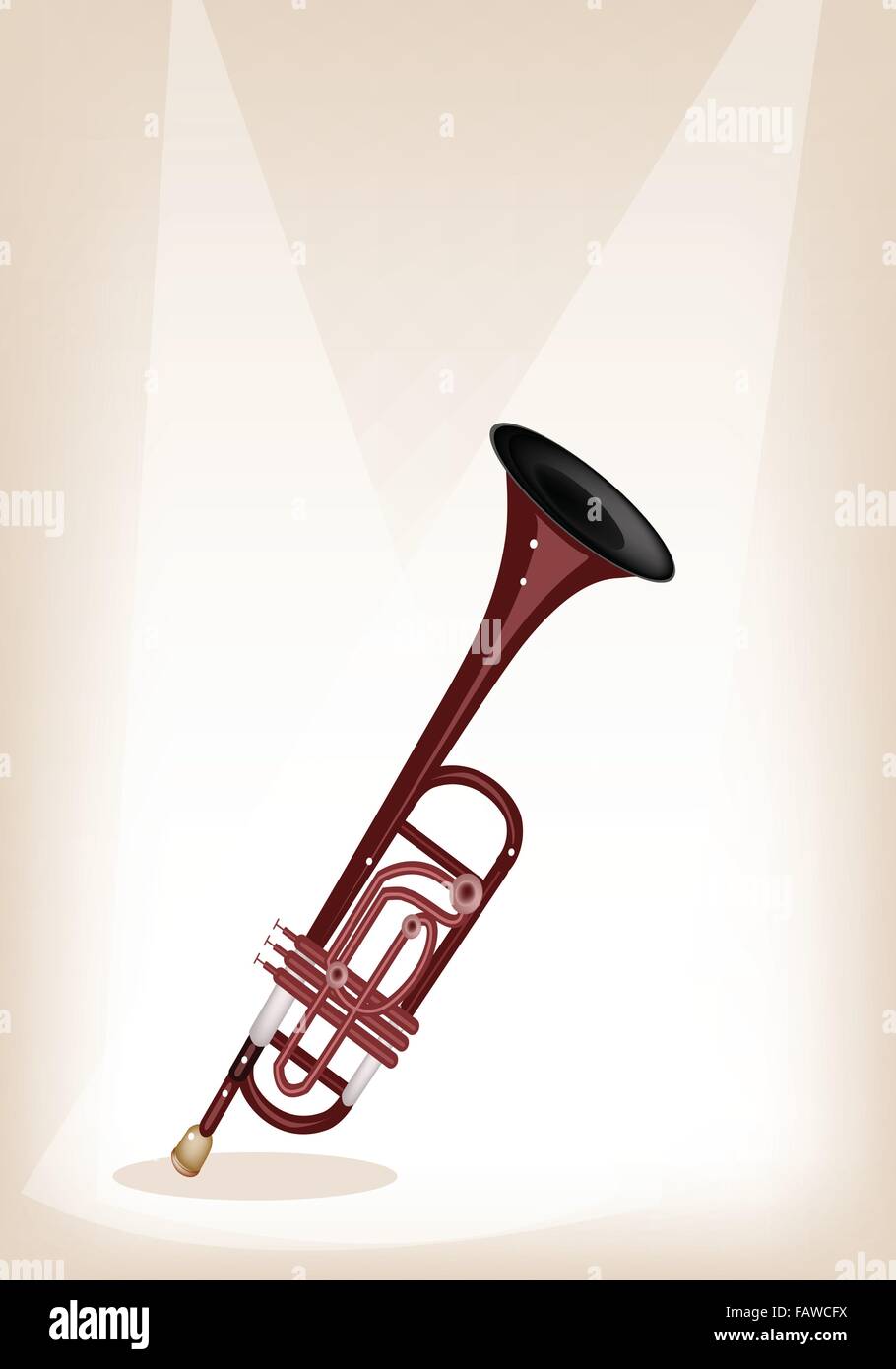 Music Instrument, An Illustration Brown Color of Vintage Trumpet on ...