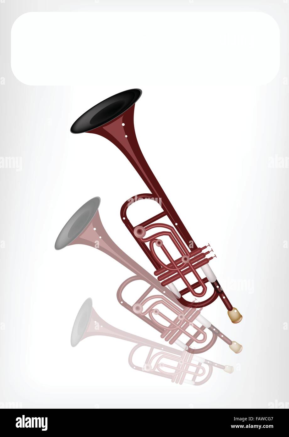 Music Instrument, An Illustration Brown Color of Vintage Trumpet with ...