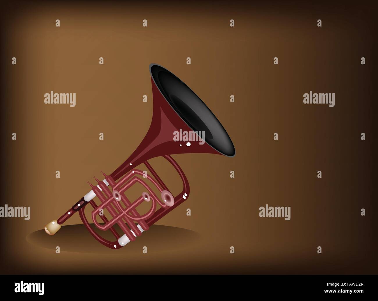 Music Instrument, An Illustration Brown Color of Vintage Cornet on ...