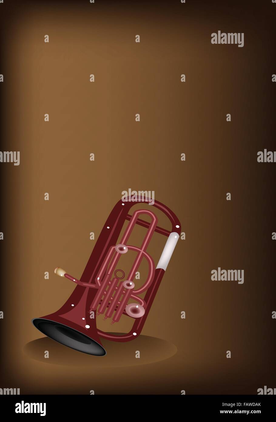 Music Instrument, An Illustration Brown Color of Vintage Antique Brass ...