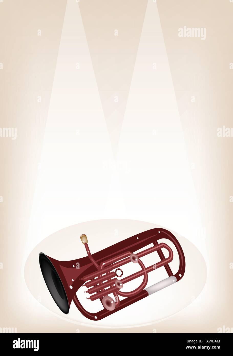 Music Instrument, An Illustration Brown Color of Vintage Antique Brass ...