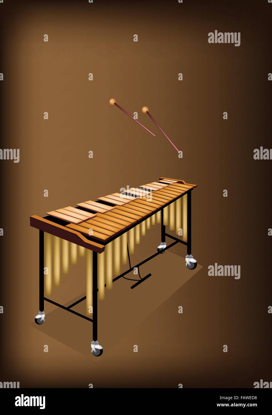 Music Instrument, An Illustration of Vintage Vibraphone and Two Beater ...