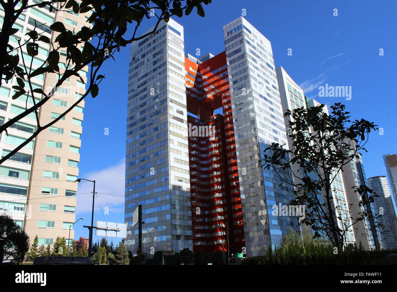 Looking up at the modern architecture of residential and hotel ...