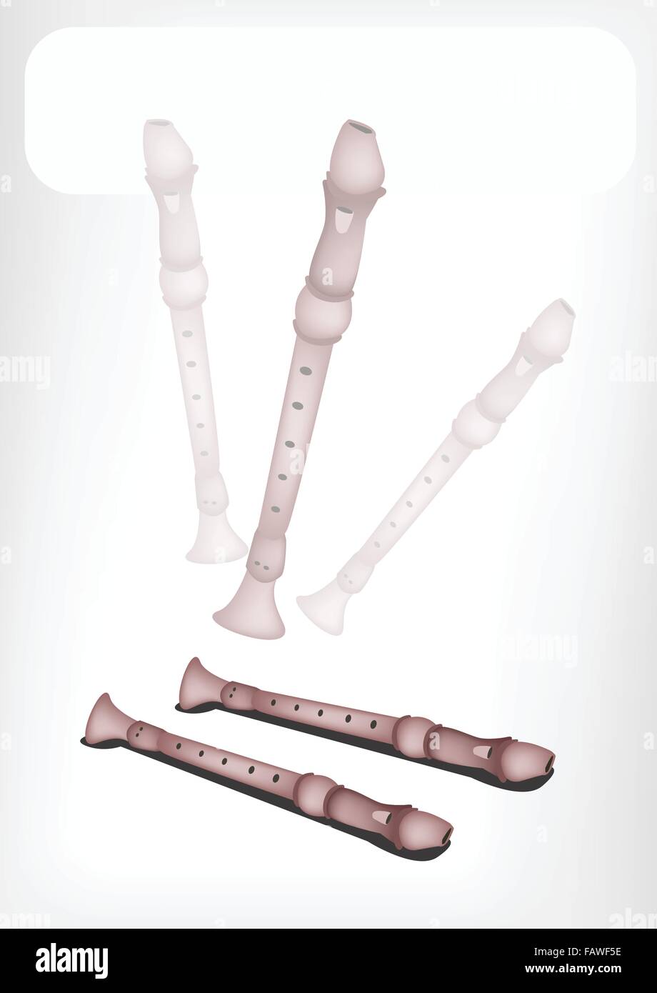 Music Instrument, An Illustration Brown Color of Wooden Recorder with ...