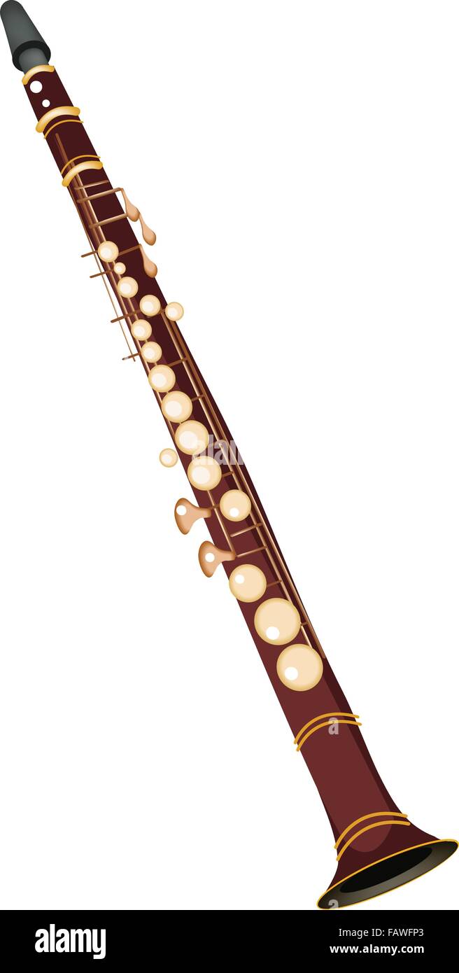 Music Instrument, An Illustration Brown Color of Vintage Clarinet ...