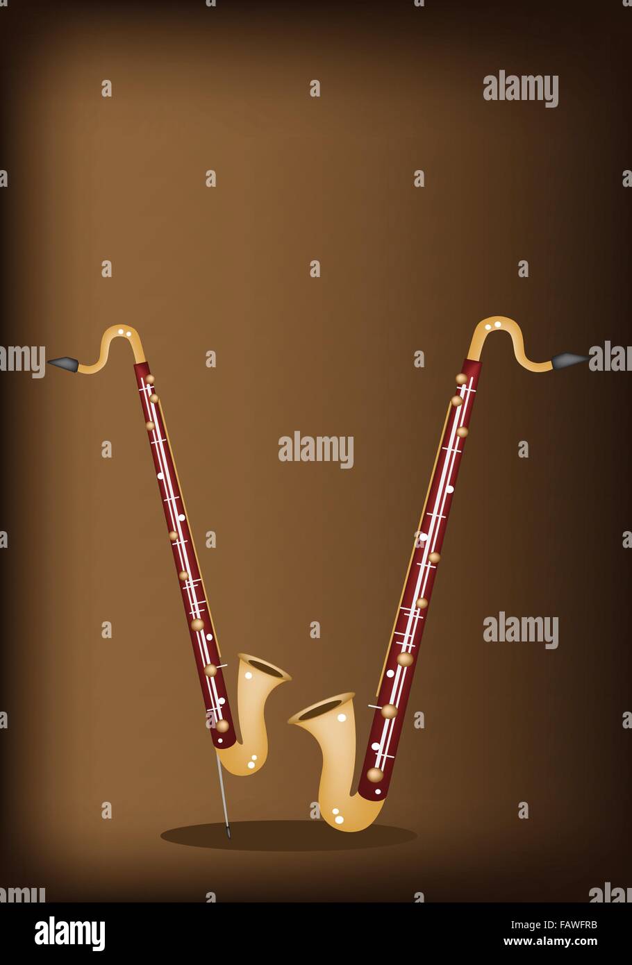 Music Instrument, An Illustration Brown Color of Vintage Bass Clarinet ...