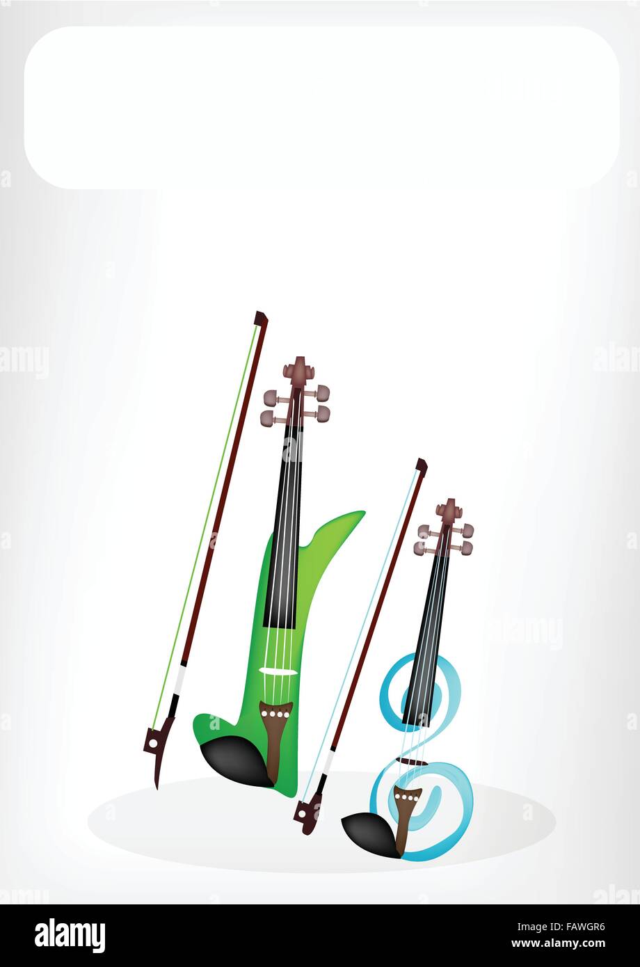 Music Instrument, Illustration of Two Modern Green and Blue Violins ...