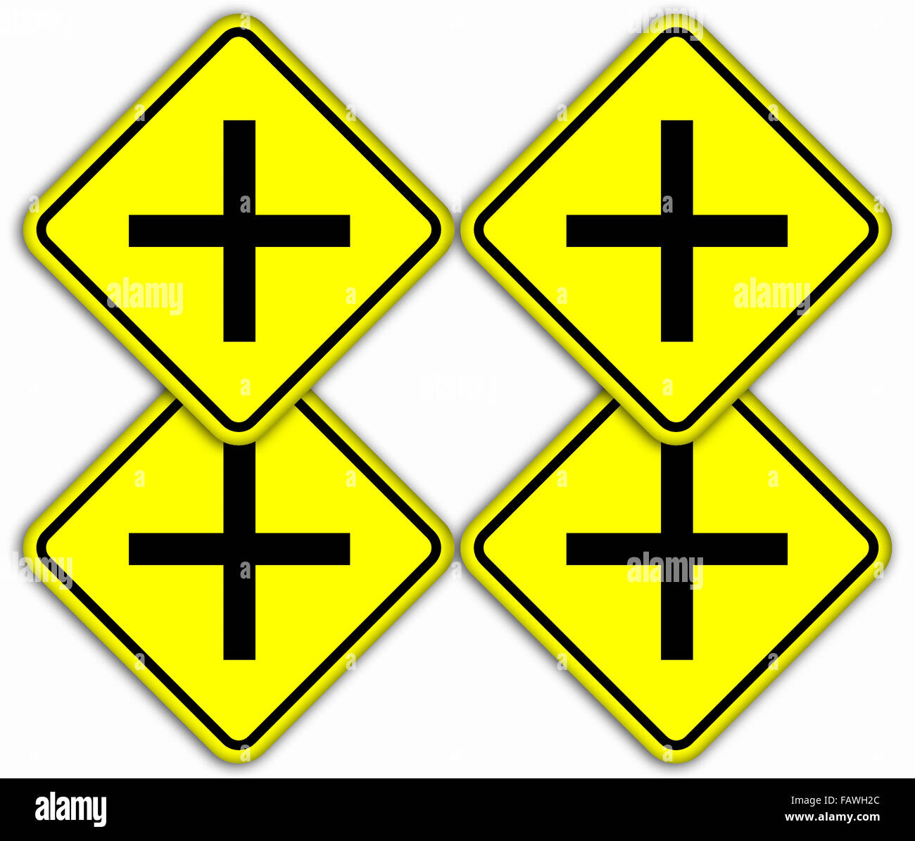 Yellow Traffic sign. Marked intersection and isolated on white ...