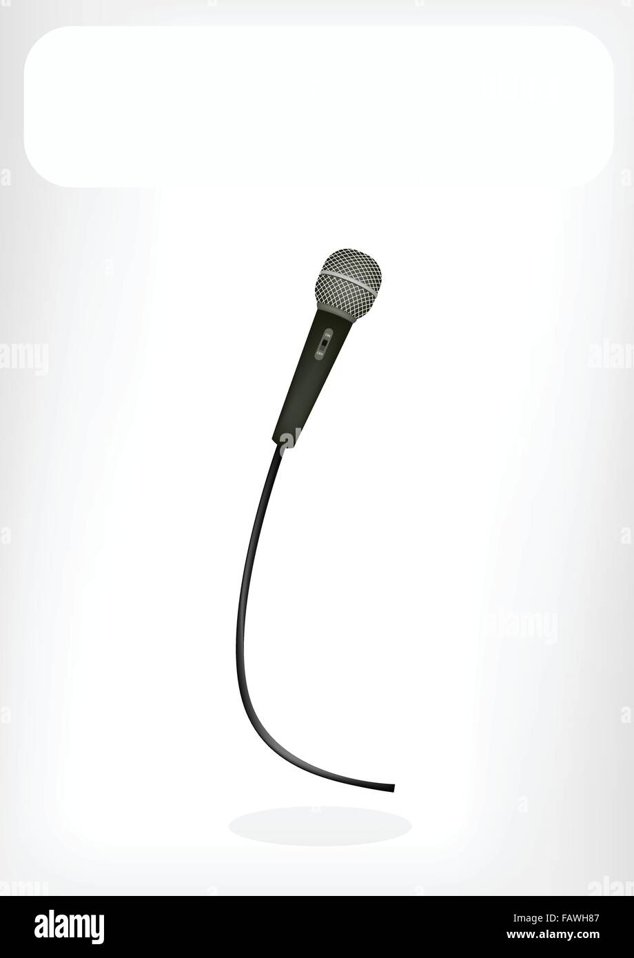 An Illustration of Wireless Microphone with White Label for Copy Space ...