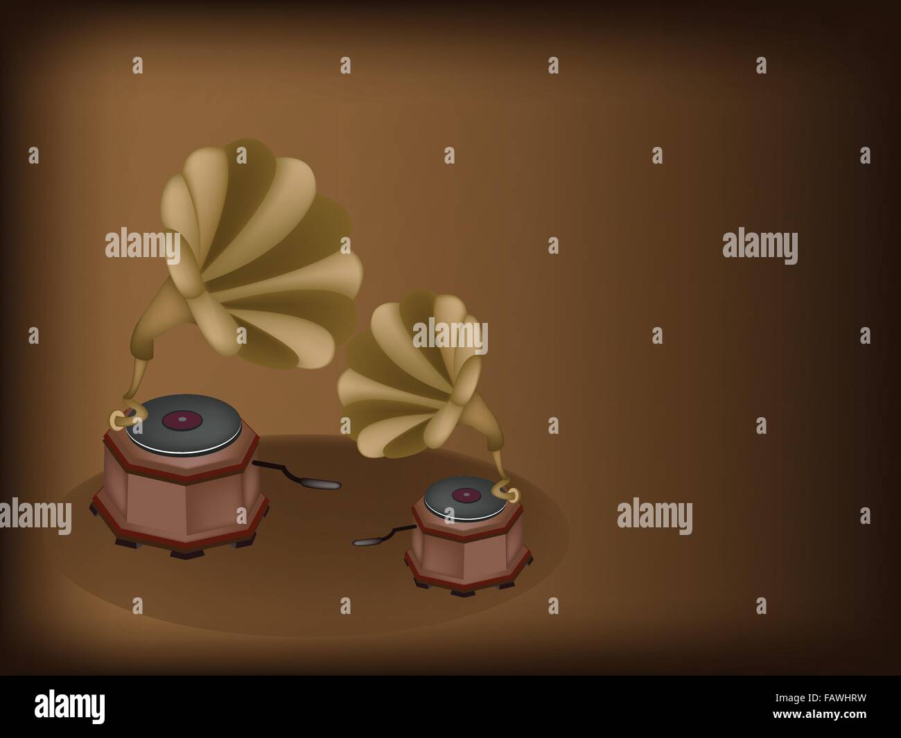 Illustration two golden gramophone turntable hi-res stock photography ...