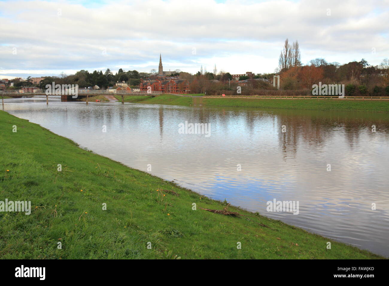 Exeter flood relief channel, in operation following heavy rain, Exeter ...