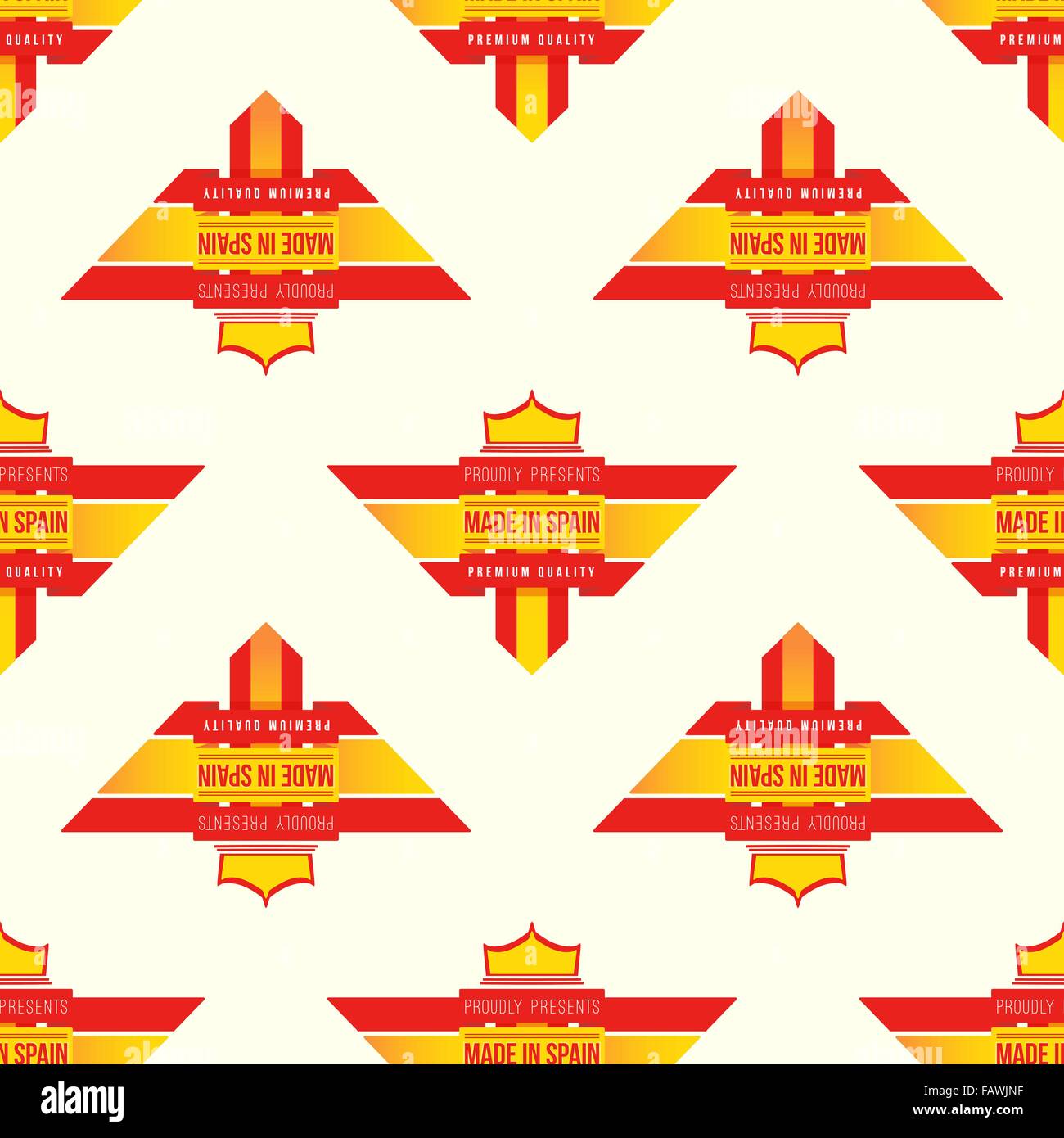 vector colored flag ribbon made in Spain seamless pattern on light ...