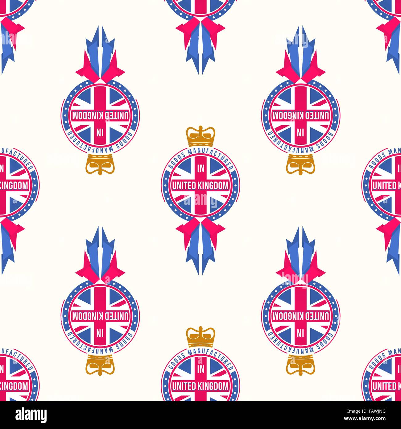 vector colored flag ribbon made in United Kingdom seamless pattern on ...