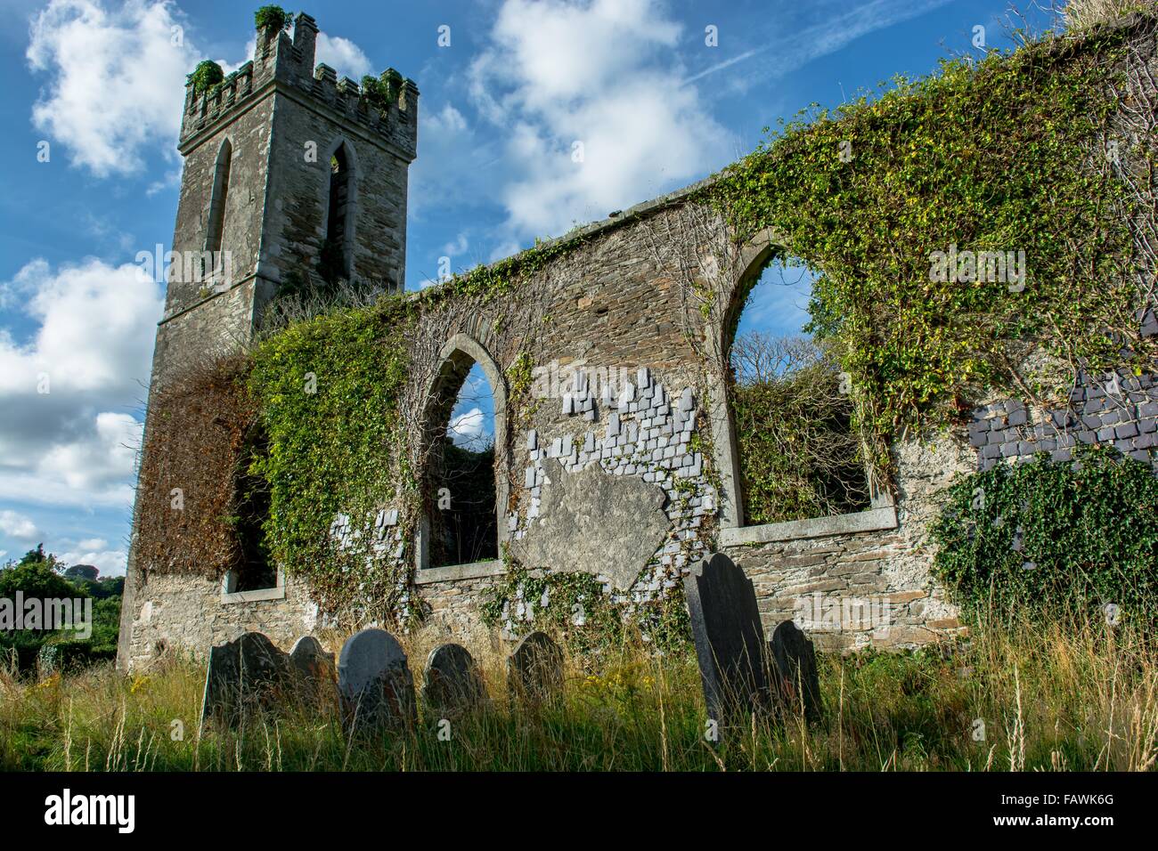 Old Church Ruin with Graveyard in Ireland Stock Photo - Alamy