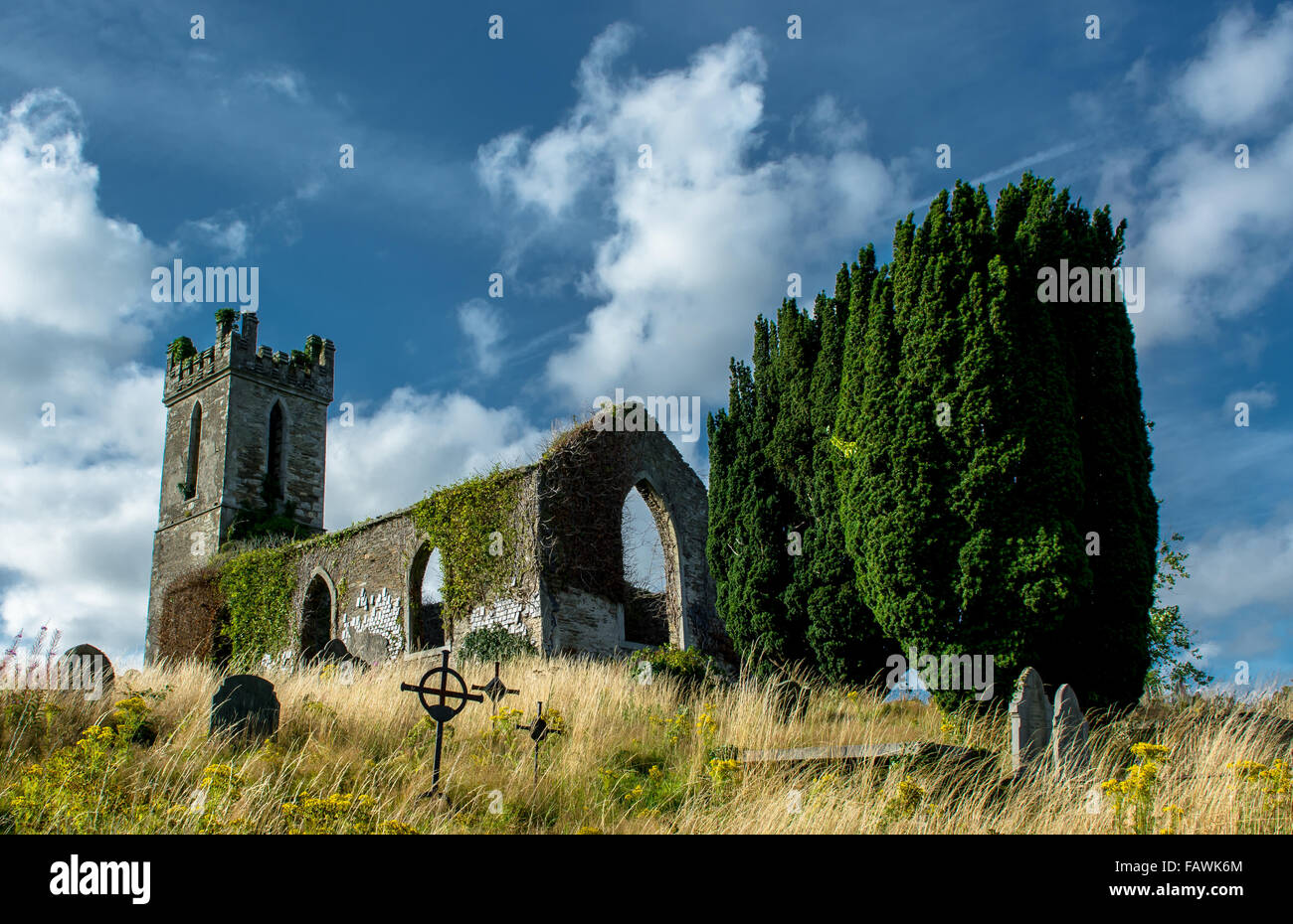 Old Church Ruin with Graveyard in Ireland Stock Photo - Alamy