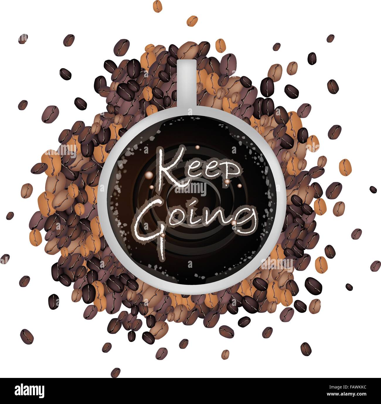 Coffee Time, Latte Art of Milk Cream Writing Keep Going Word on A Cup ...