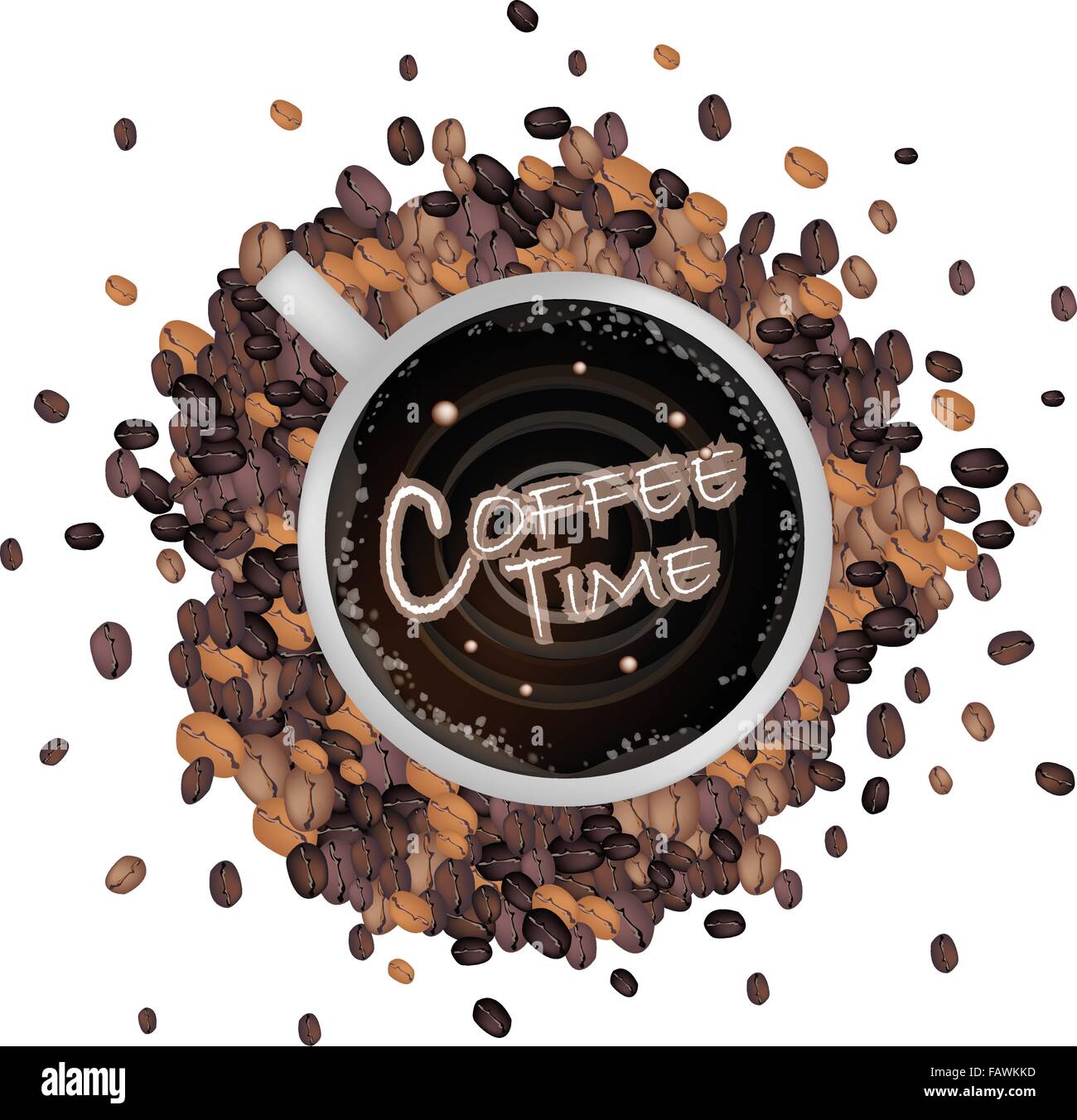 Coffee Time, Latte Art of Milk Cream Writing Coffee Time Word on A Cup ...