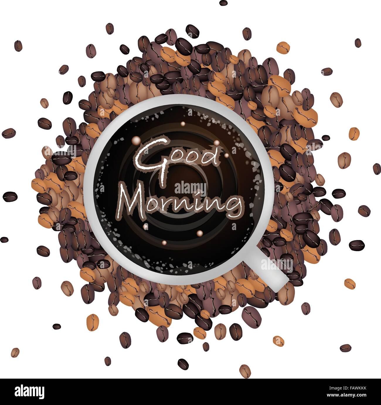 Coffee Time, Latte Art of Milk Cream Writing Good Morning on A Cup of ...