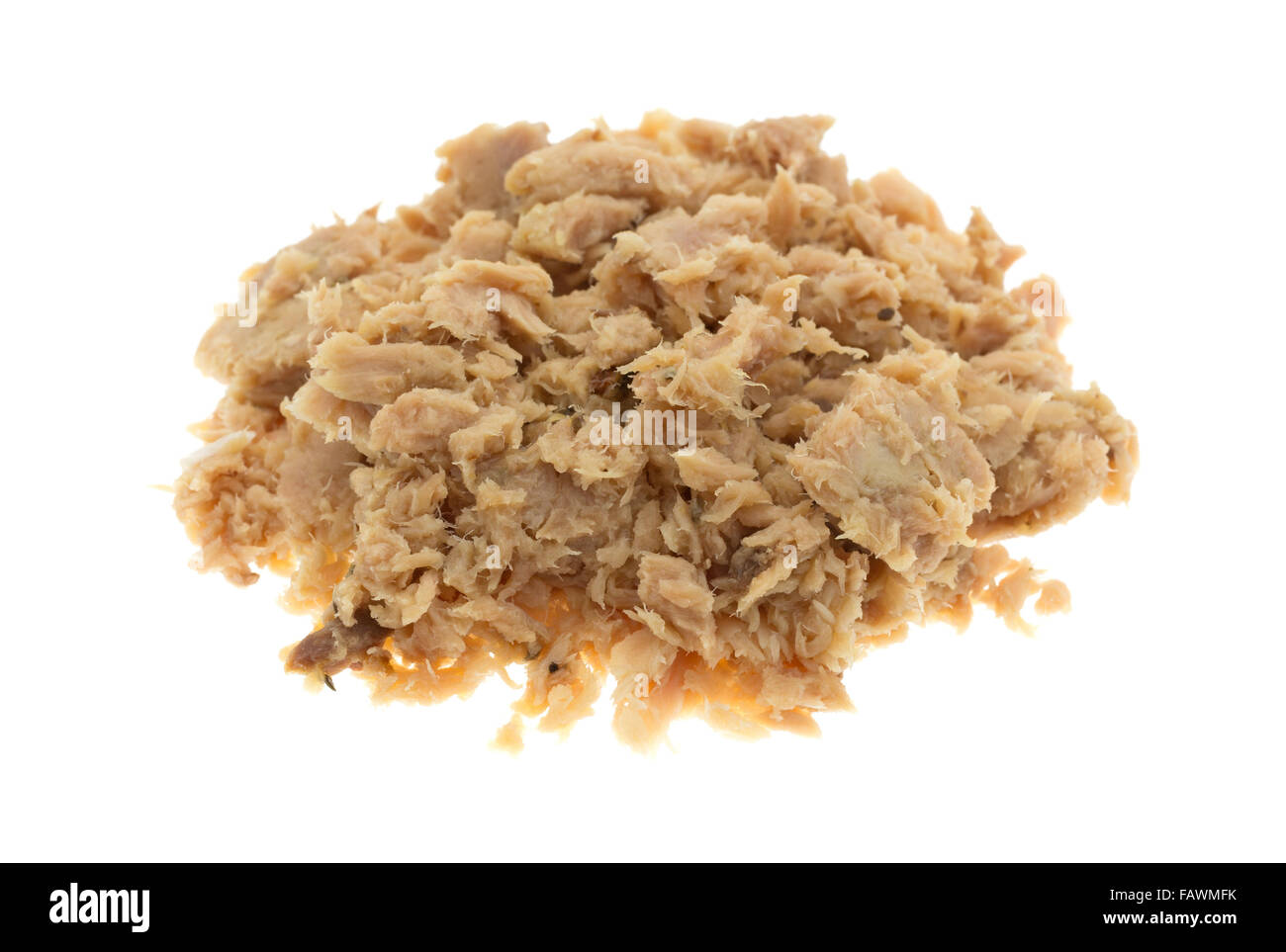 A portion of lemon pepper flavored tuna isolated on a white background ...