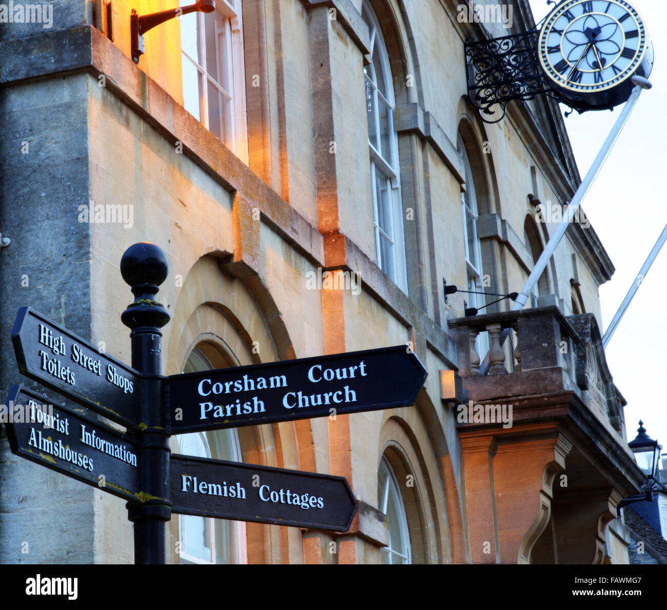 Corsham Town Centre Sign Post, Wiltshire, UK Stock Photo - Alamy