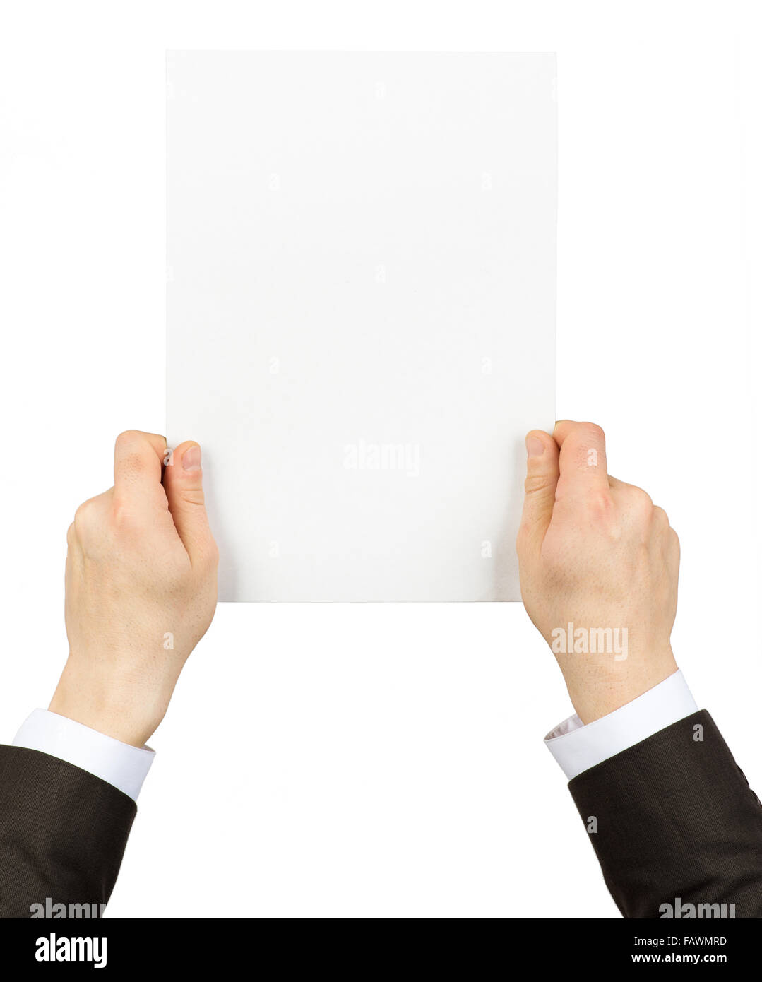 Businessman holding blank paper Stock Photo - Alamy