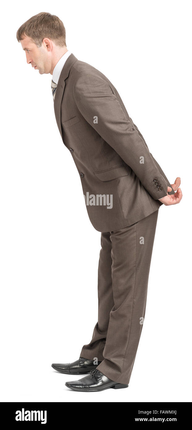 Businessman bending forward Stock Photo - Alamy