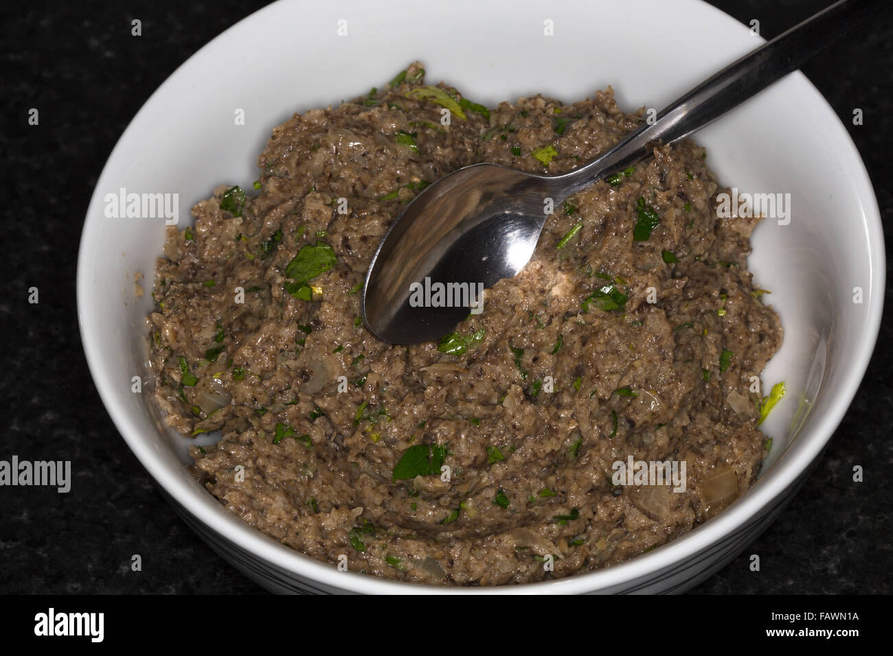 A bowl of homemade Mushroom Duxelle Stock Photo - Alamy