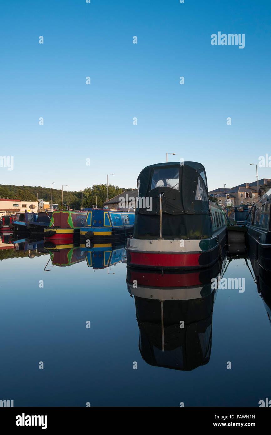 Barges at Apsley Basin on the Broad Canal at Huddersfield, West ...