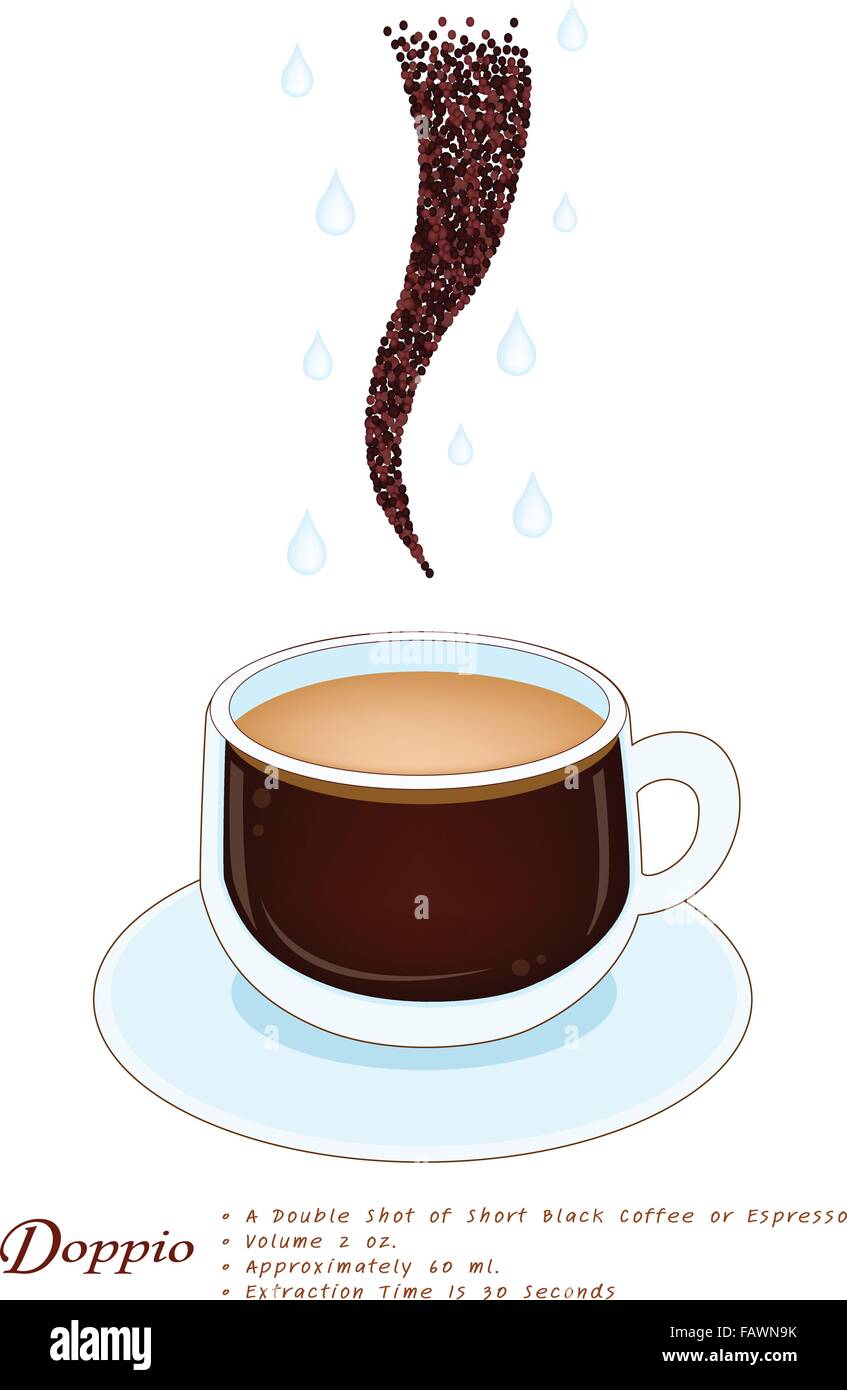 Coffee Time, A Cup of Doppio Espresso with Coffee Bean Isolated on A ...