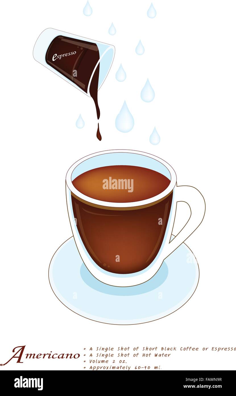 Americano or Cafe Americano in A Glass Cup Isolated on A White ...