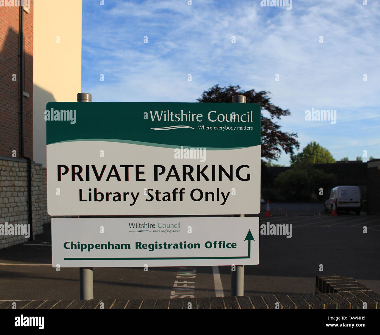 Private Parking Library Staff Only Sign, Chippenham, Wiltshire, UK ...