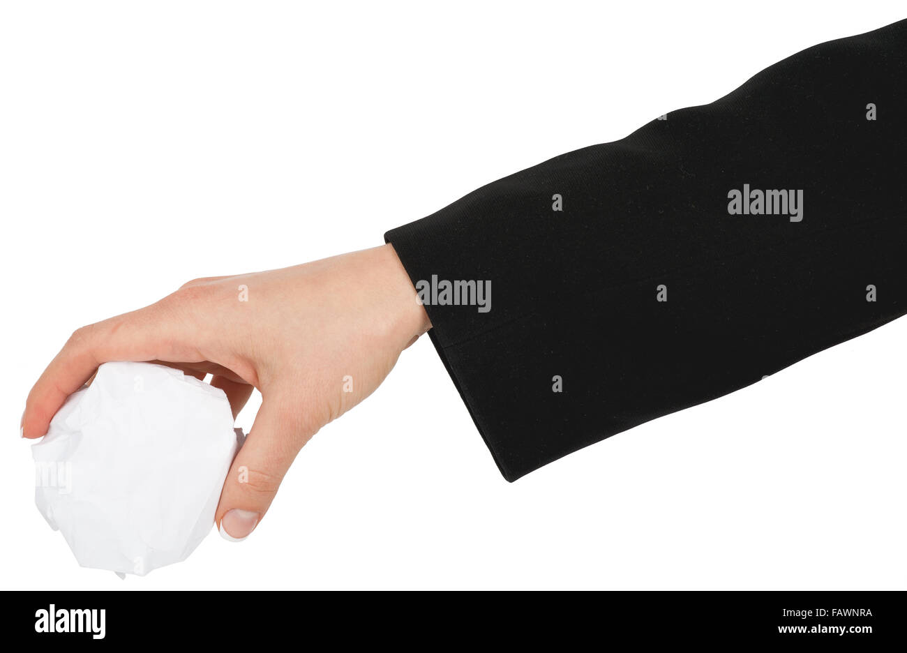 Female hand holding crumbled paper ball Stock Photo - Alamy