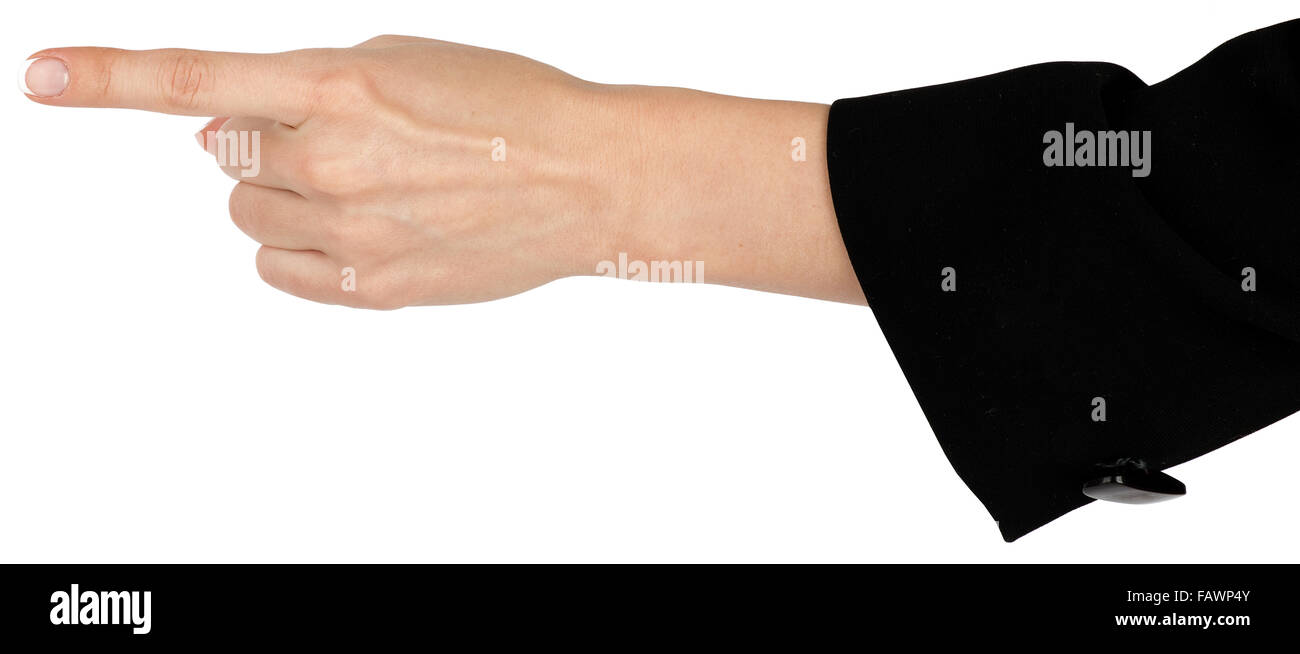 Female hand pointing with finger Stock Photo - Alamy