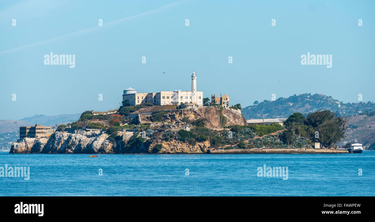 Prison island of Alcatraz in San Francisco Bay, San Francisco ...