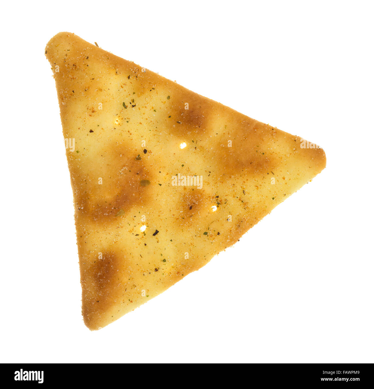 Top view of a pita crispy snack cracker isolated on a white background ...