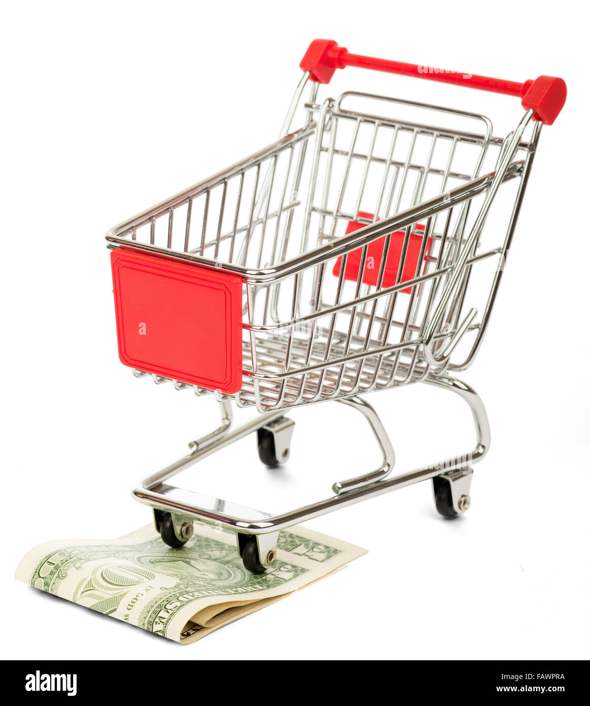 Shopping cart with cash Stock Photo - Alamy