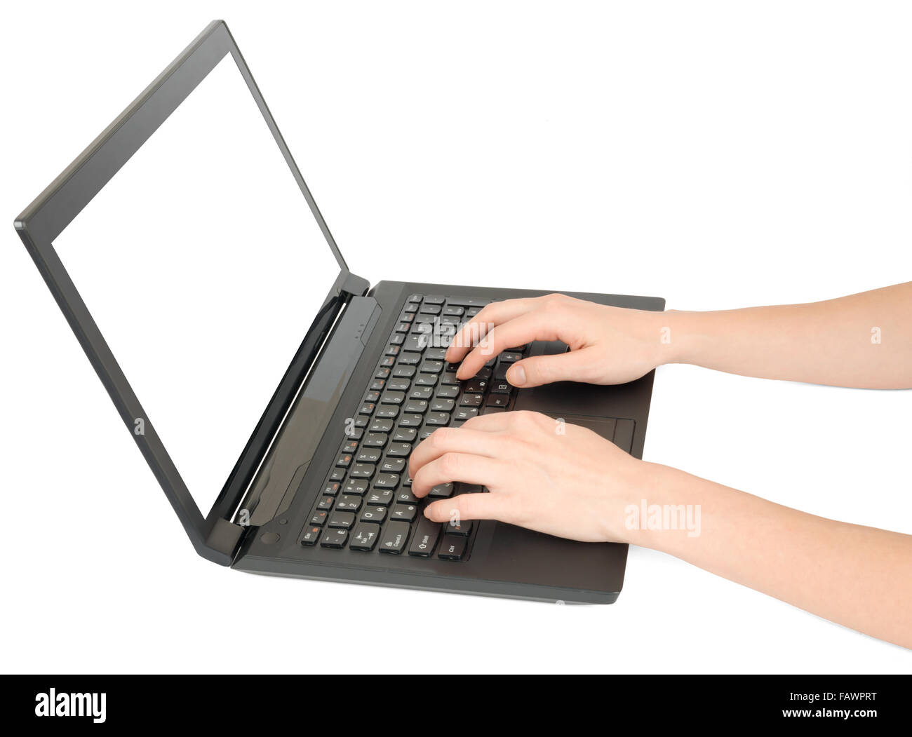 Female hands using laptop Stock Photo - Alamy