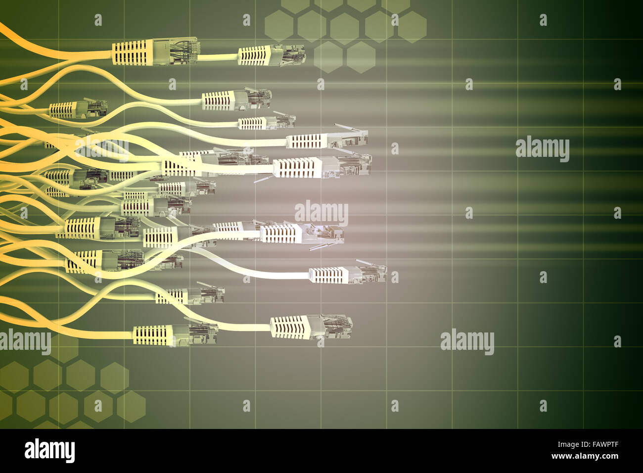 Abstract green background with computer cables Stock Photo - Alamy