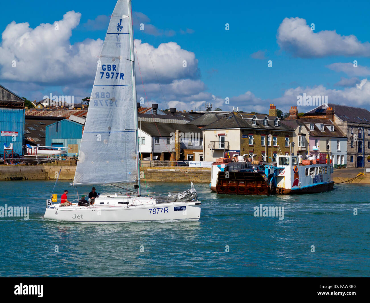 Cowes Floating Bridge a chain ferry crossing the River Medina between ...
