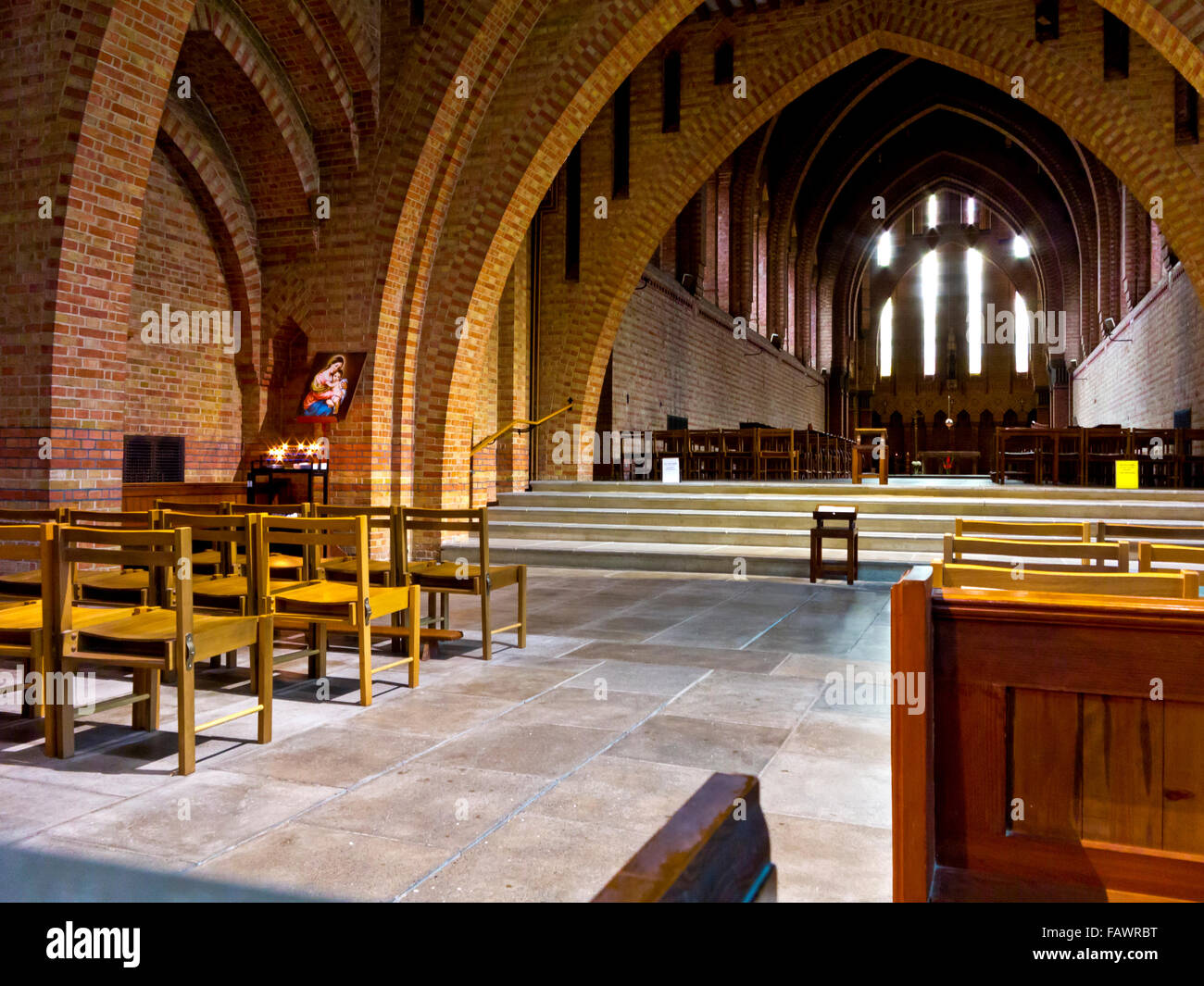 Interior of Quarr Abbey a monastery built 1912 belonging to Catholic ...