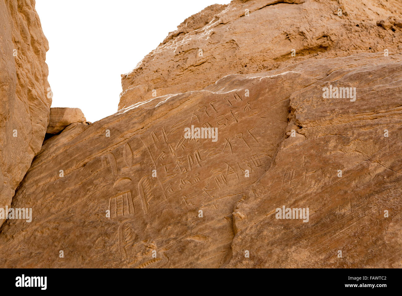 Inscriptions on Vulture Rock at entrance to Wadi Hellal, el Kab ...