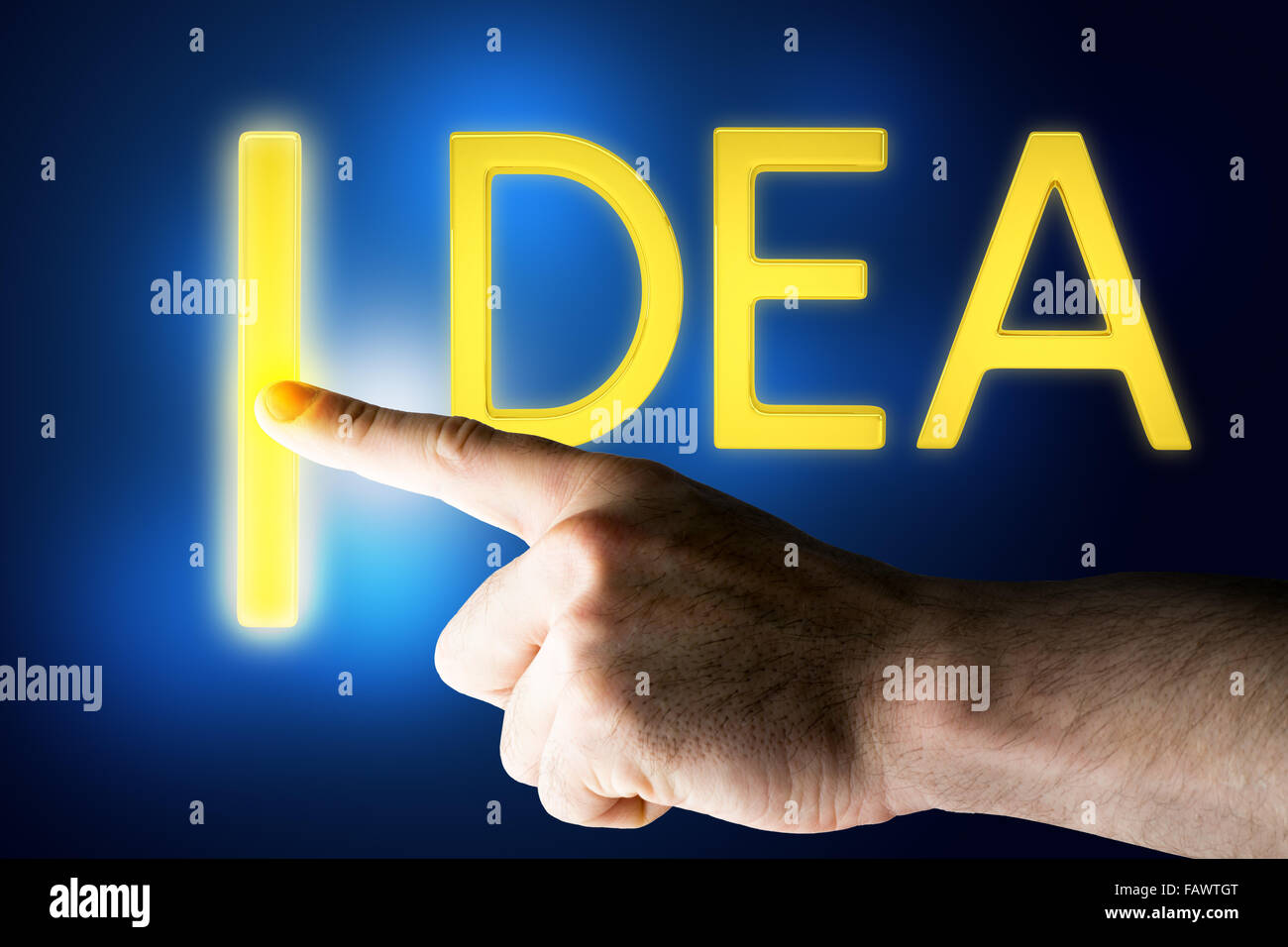 Male hand touching word idea Stock Photo - Alamy