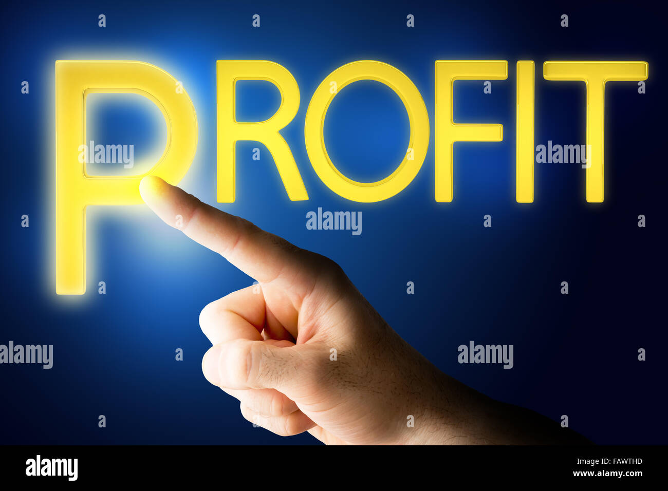 Male hand touching word profit Stock Photo - Alamy