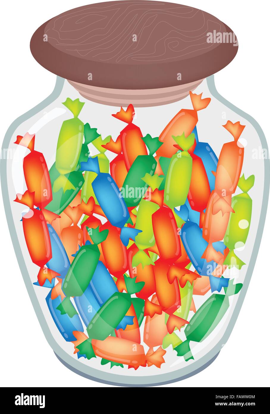 Sweet Food, Colorful Wrapped Hard Candies in A Glass Jar Isolated on ...