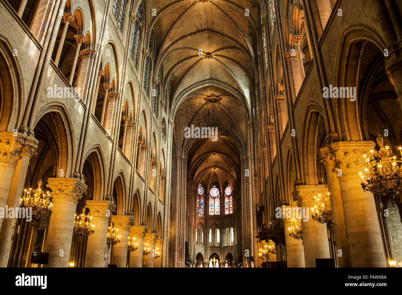 Interior of Cathedral Notre-Dame; Paris, France Stock Photo - Alamy