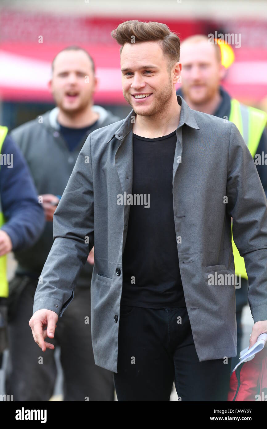 'X Factor' judges and presenters arrive at rehearsals Featuring: Olly ...