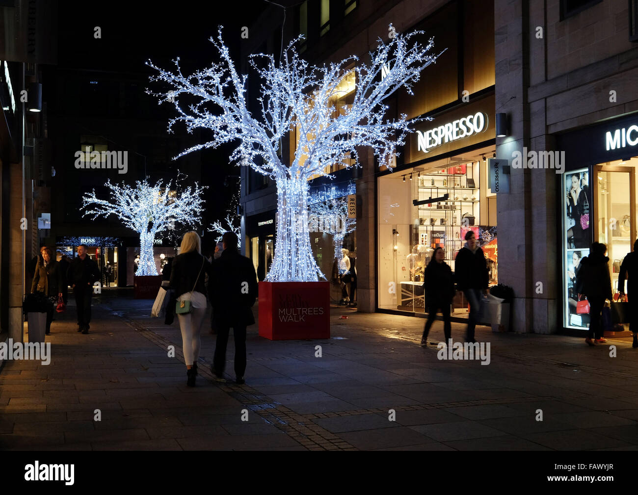 Christmas shoppers in Multrees Walk, Edinburgh Featuring: View Where ...