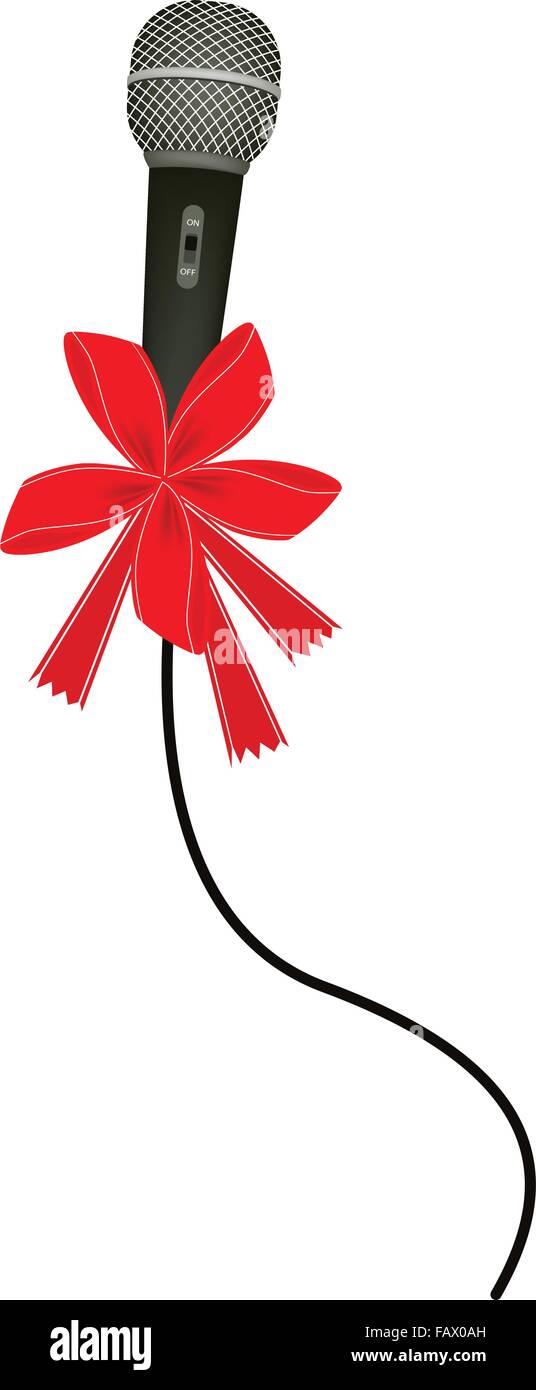 Microphone in Modern Style with Red Ribbon and Bow, A Perfect Gift or ...